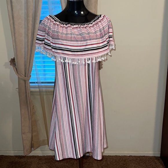 Dresses | Spense Red White And Blue Off The Shoulder Dress | Poshmark
